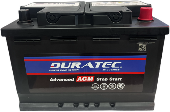 Duratec 652-70 Ah AGM Stop Start Battery – Charged